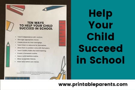 Help your Child Succeed in School - free printable - Printable Parents