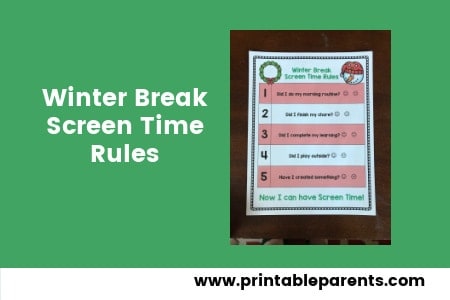 Screen Time Printable for Winter Break: 12 Days of Christmas ...