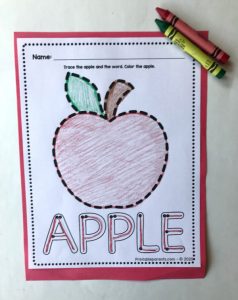 Apple Preschool Worksheets - Cut, Paste, and Trace - Printable Parents