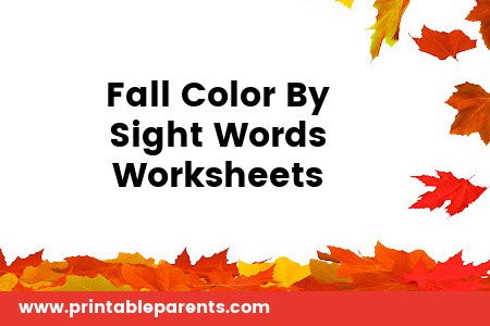 Fall Color by Sight Words Worksheets - Printable Parents