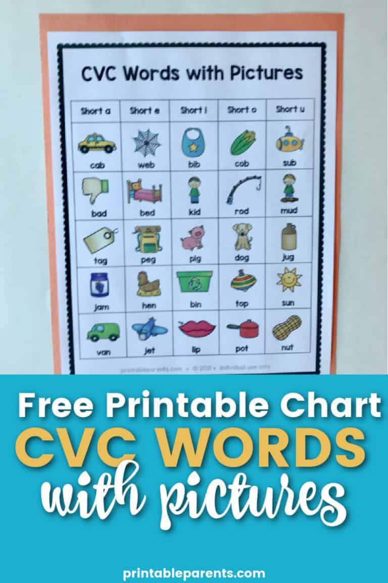 CVC Words with Pictures - Printable Parents