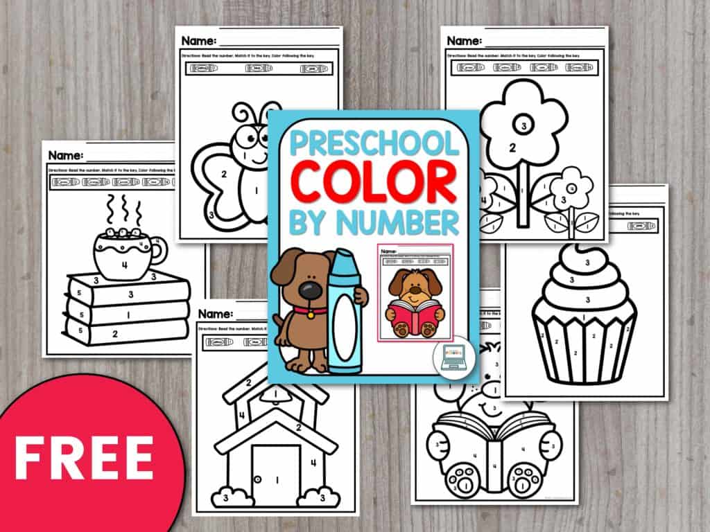 Preschool Easy Color by Number 1-5 - Printable Parents