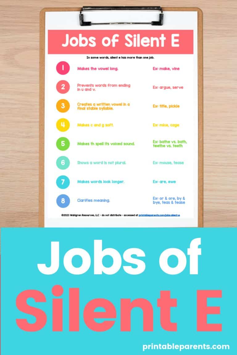 Jobs of Silent E - Printable Parents