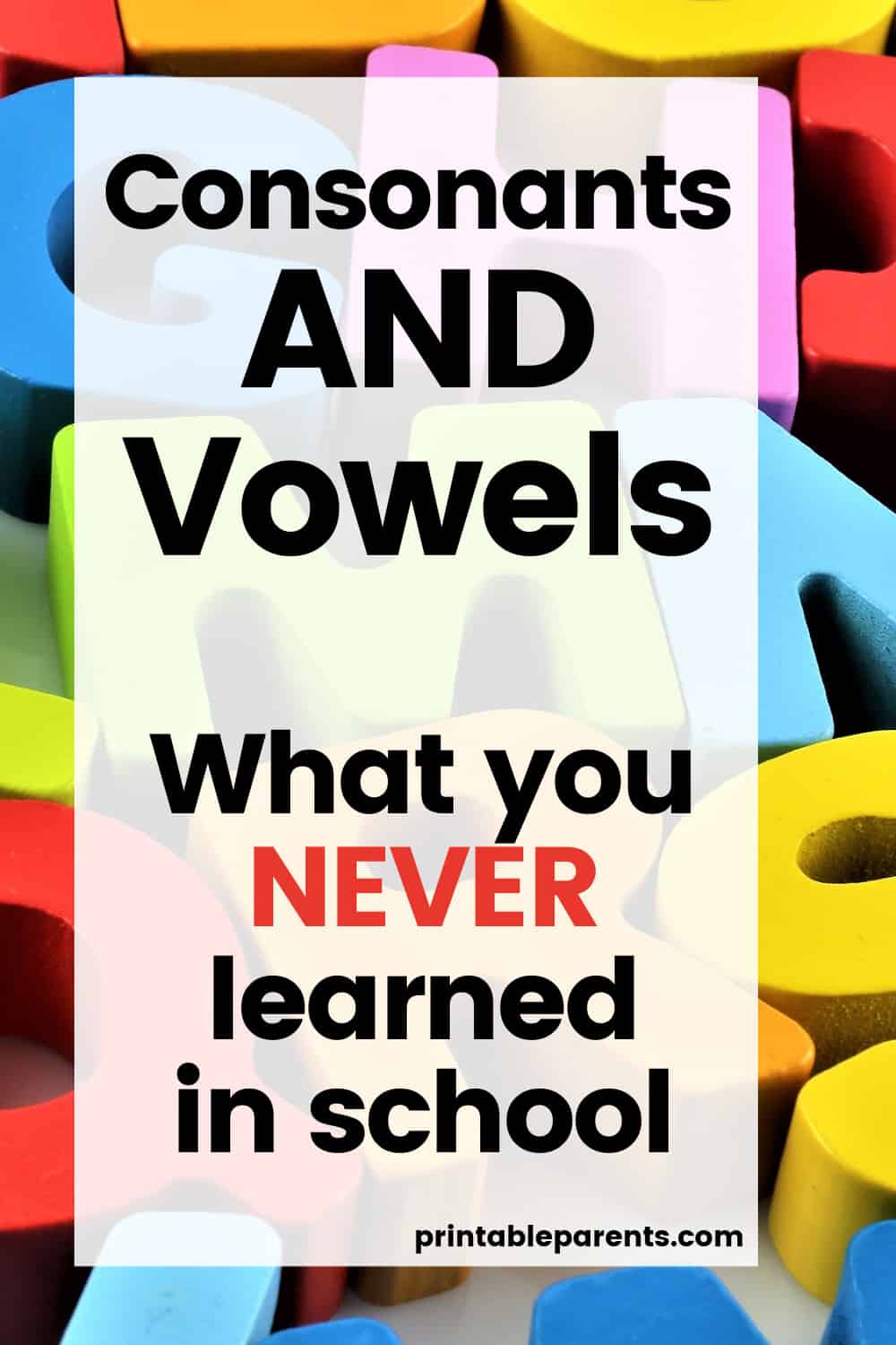 Consonants and Vowels - Printable Parents
