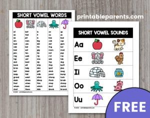Short Vowel Sounds List - Printable Parents
