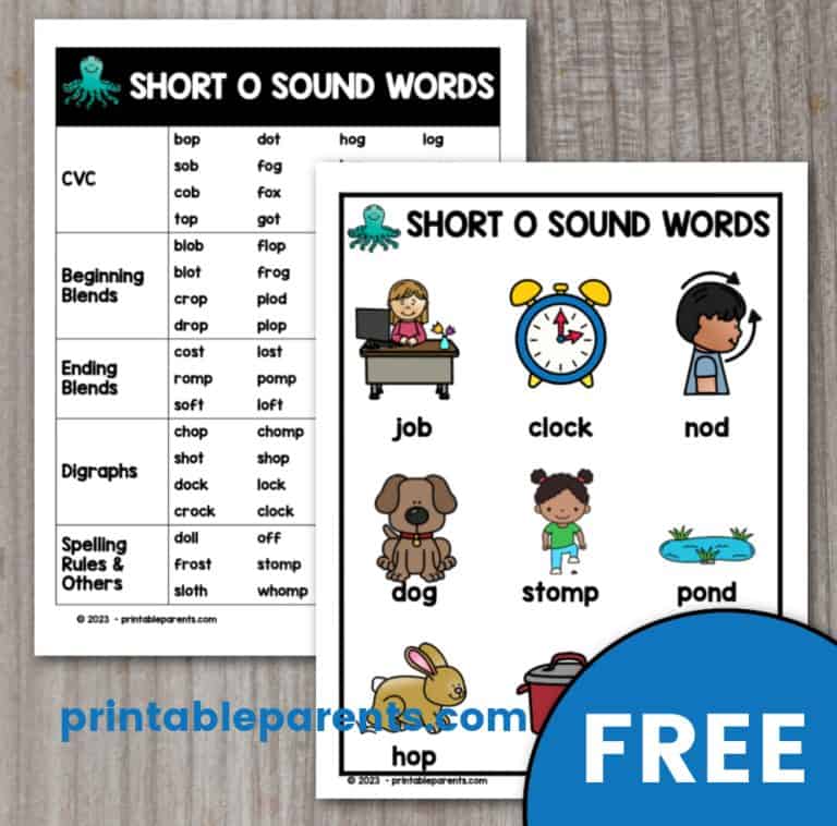 Short O Sound Words - Printable Parents